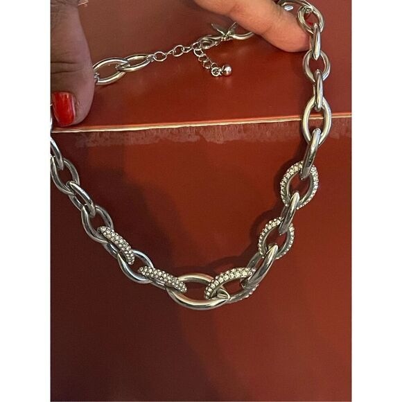 Lia Sophia | Jewelry | Whbm Pavecurb Chain Silver Crystal Glam ...